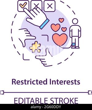 Restricted interests concept icon. Autism symptom abstract idea thin ...