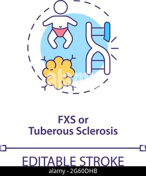 FXS and tuberous sclerosis concept icon. Autism cause abstract idea ...