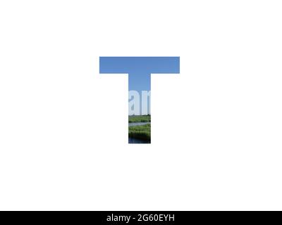 letter D of the alphabet made with landscape with grass, stream and a ...