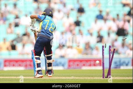 Sri Lanka's Pathum Nissanka bowled out during day three of the second ...