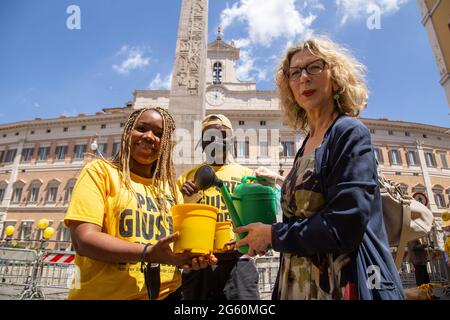 Anna Rossomando, Vice President ofSenate, in front of Montecitorio ...
