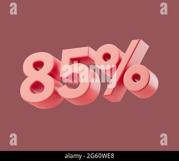 Red number 85 (number eighty-five) with golden symbols endless knot. 3D ...