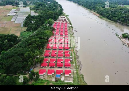 Gopalganj, Bangladesh - June 11, 2021: A bird’s eye view of the shelter ...