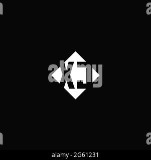 XJ monogram logo initials with square rectangular shape isolated on black background initials ...