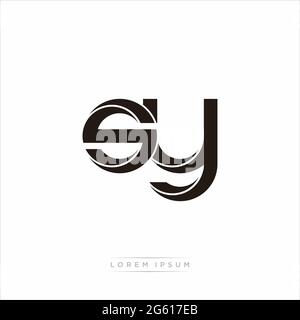 Outline SY s y letter logo with cut and intersected design and round frame. Vector illustration ...