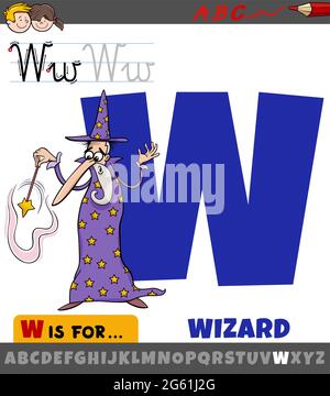 letter w with wizard cartoon illustration Stock Vector Image & Art - Alamy