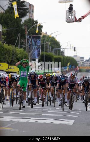Ecueille, France. 01st July, 2021. Greg Van Avermaet heading the ...