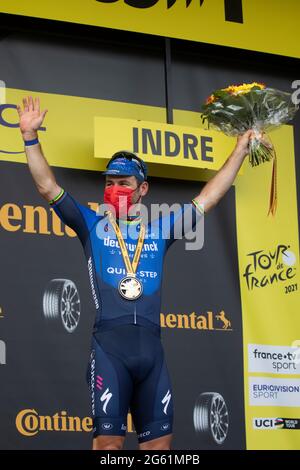 Ecueille, France. 01st July, 2021. Greg Van Avermaet heading the ...