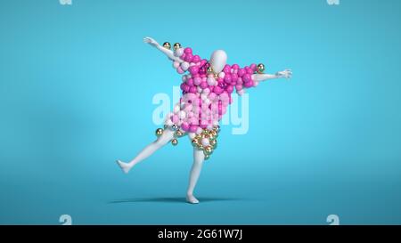 Dancing human made out of balloons. Balloon Dance, inflatable human. 3D ...