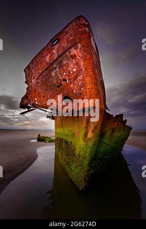"the Irish Trader", shipwrecked at Baltray beach in 1974 Stock Photo ...