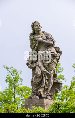 Kuks, Czech republic - May 15, 2021. Statue of vice - symbol of Envy ...