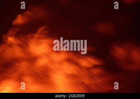 CATANIA, ETNA, ITALY - July 02, 2021: Eruption of the Etna volcano in ...