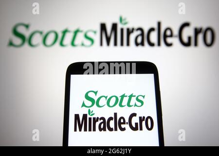 In this photo illustration, the Scotts Miracle-Gro company logo is seen ...