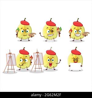 Artistic Artist of quince cartoon character painting with a brush ...