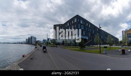 Aalborg, Denmark - 7 June, 2021: panorama view of the historic ...