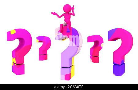 Question marks with thinker Stock Photo - Alamy
