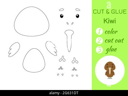 Cut and glue paper little kiwi bird. Kids crafts activity page ...