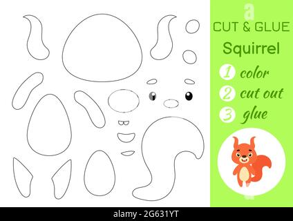 Cut and glue paper little squirrel. Kids crafts activity page ...