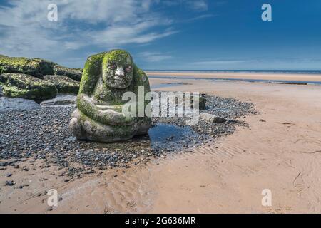 This sculpture is known as The Ogre located on the beach at Cleveleys ...