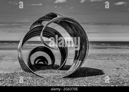 This sculpture is known as The Ogre located on the beach at Cleveleys ...