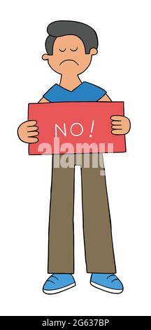 Person Holding No Sign, Disagree with Crowd with Yes Signs ...