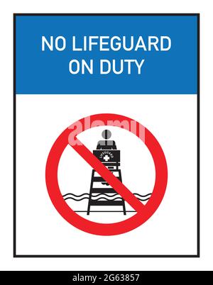 Pool Caution Sign No Lifeguard On Duty Stock Vector Image & Art - Alamy
