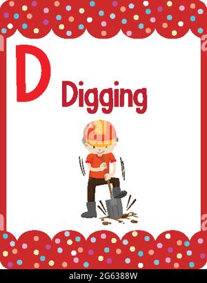 Flashcard letter D is for digging illustration Stock Vector Image & Art ...