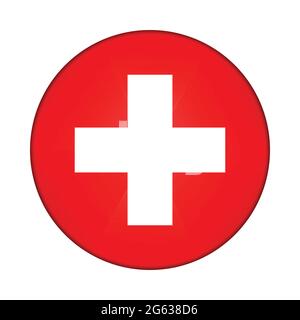 Glass light ball with flag of Switzerland. Round sphere, template icon ...