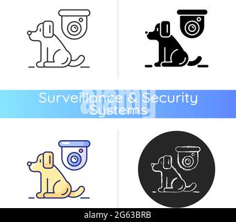 Pet control camera white linear icon for dark theme Stock Vector Image ...