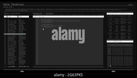 Image of data processing on grey computer screens Stock Photo - Alamy