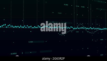 Blue dots and numbers moving against black background Stock Photo - Alamy