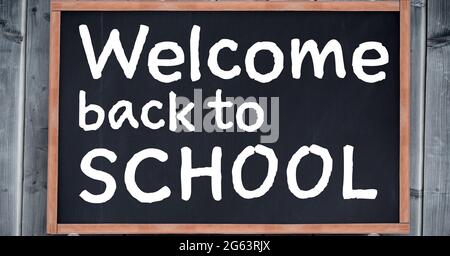 Composition of back to school text over burgundy chalkboard Stock Photo ...