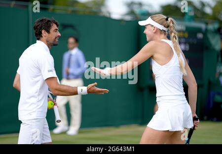 Naomi Broady (right) and Jeremy Chardy during their mixed doubles first ...
