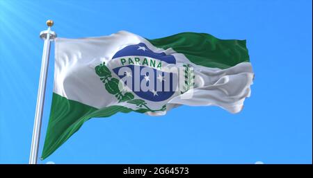 The flag of the state of Paraná, South region, Brazil - 3D illustration ...