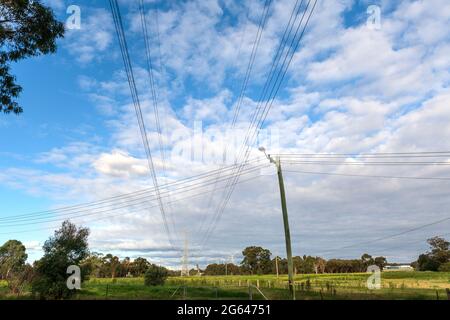 High-tension / High-voltage powerlines intersect with local suburban ...