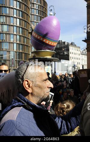 Copenhagen Denmark 16 April 2017 Visitors waiting at Tivoli garden on ...