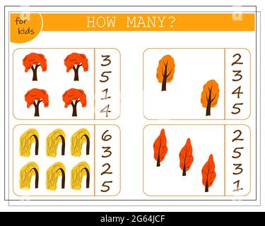 count how many autumn leaves are in the picture-rebus for children ...