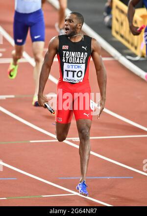 Lalonde Gordon (Trinidad & Tobago, Gold Medal). 4x400 Men's relay Final ...