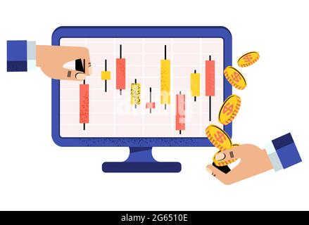 Online Stock broker. Japanese candlestick chart. Financial market Stock ...
