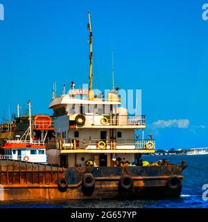 Old rusty ferry boat for island hopping in Thailand Stock Photo - Alamy