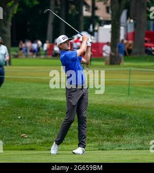 Mackenzie Hughes hits from the their hole during the third round of the ...