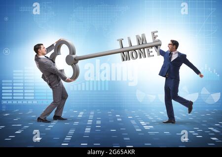 Time is money concept with the businessman and key Stock Photo - Alamy