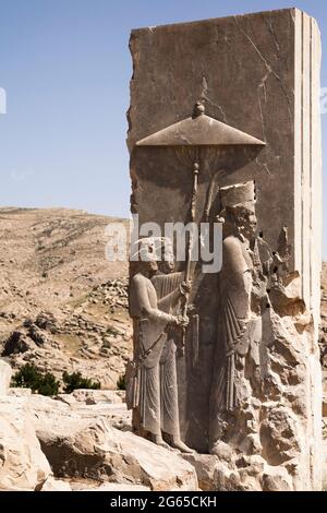 Relief of king Xerxes, Persepolis, Iran Stock Photo - Alamy
