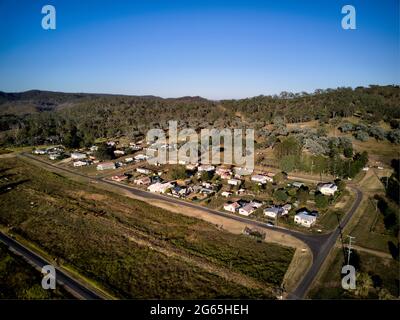 Aerial of the village of Kalpowar North Burnett Queensland Australia ...