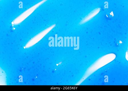 Blue shampoo or shower gel texture isolated on white background. Blue ...