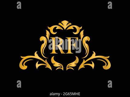 premium RF logo monogram with gold circle frame. luxury initials design ...