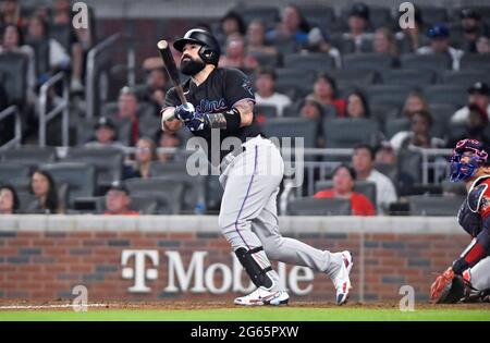 Atlanta Braves catcher Sandy León works during batting practice before ...