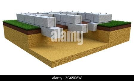 precast concrete panel base. isolated cg industrial 3D rendering Stock ...