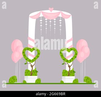 ceremony floral arch cartoon vector illustration Stock Vector Image ...