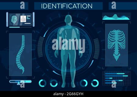 Futuristic examination of the human body with a HUD interface. Modern ...